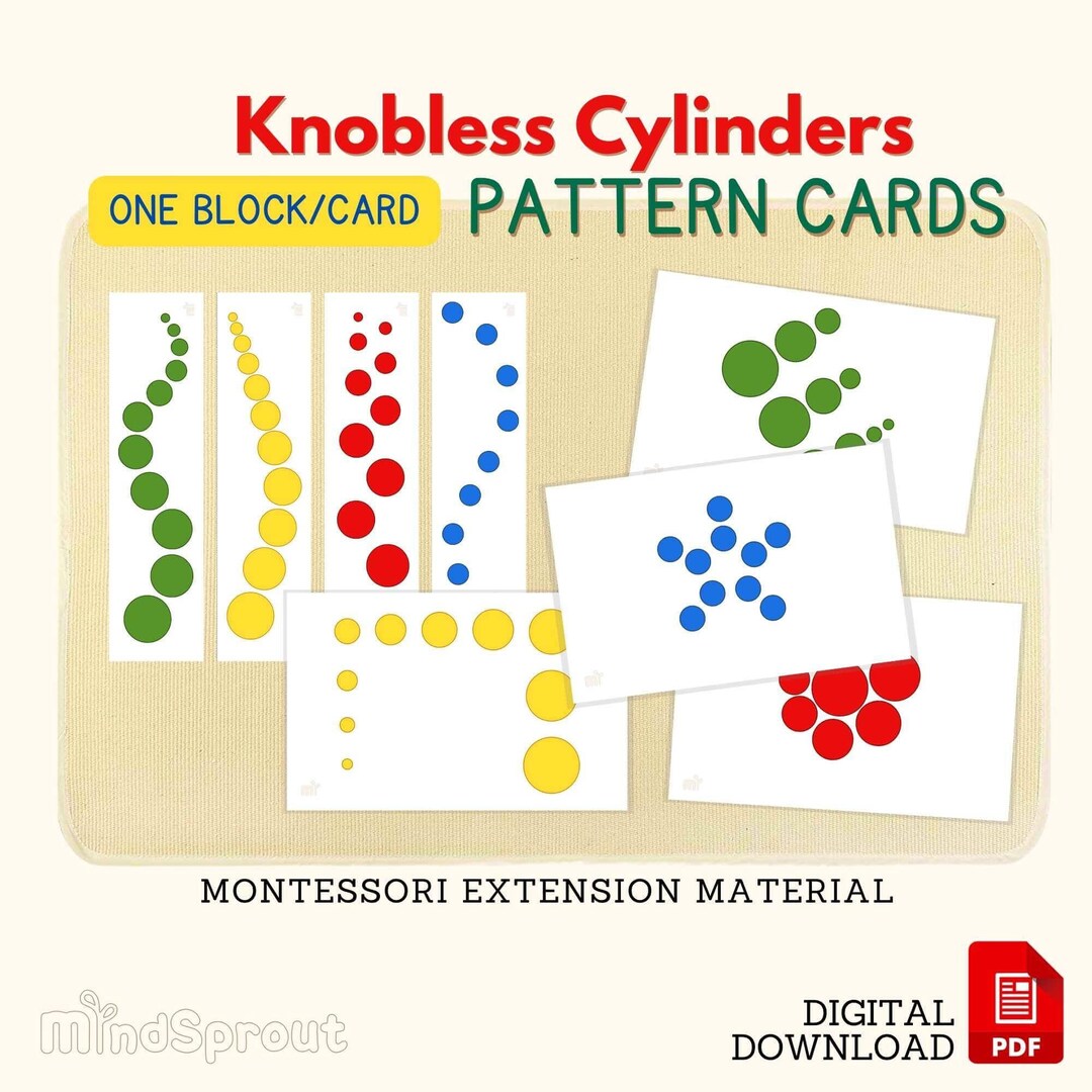 Knobless Cylinders Pattern Cards (1 Block/card) Montessori Sensorial ...