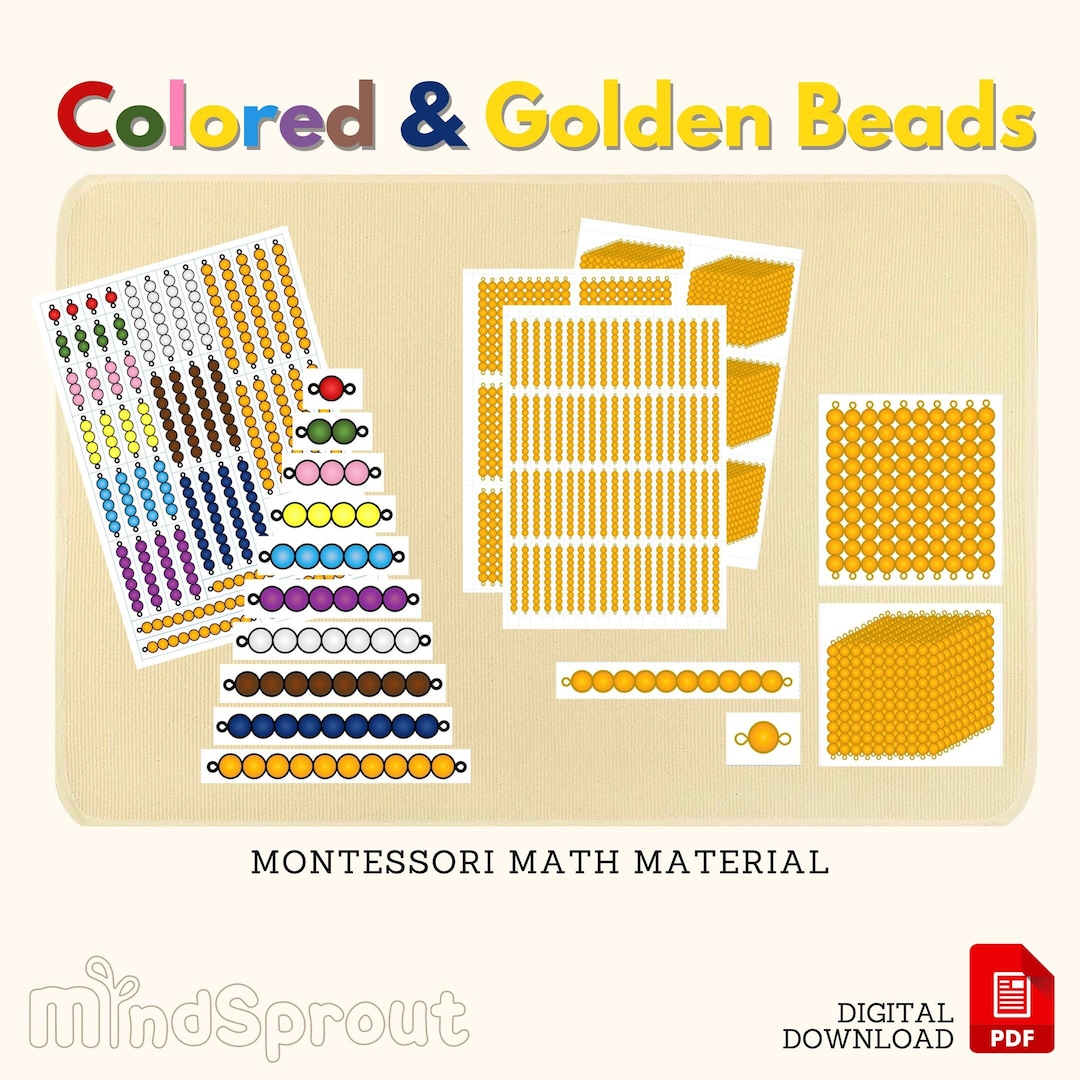 Colored Beads DIY Golden Beads Montessori Math Material Activity DIY ...