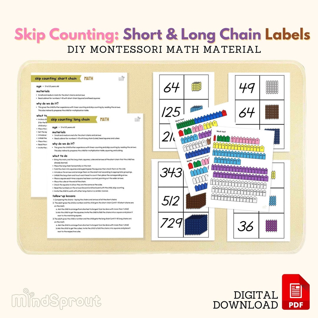 Montessori Short Chain and Long Chain Labels Montessori Math - Etsy