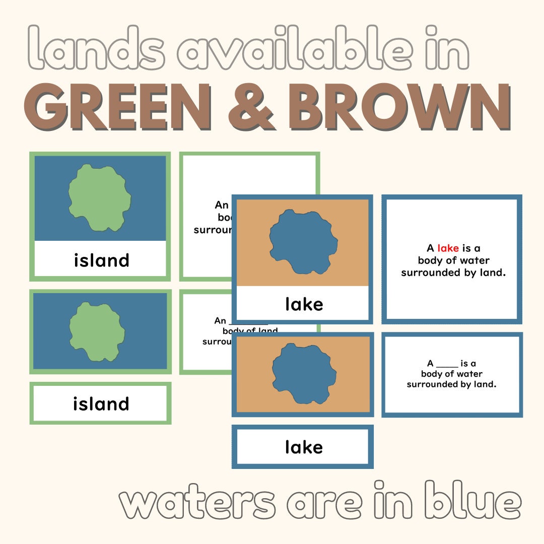 Landforms Bodies of Water Montessori Nomenclature 5-part Card Booklet ...