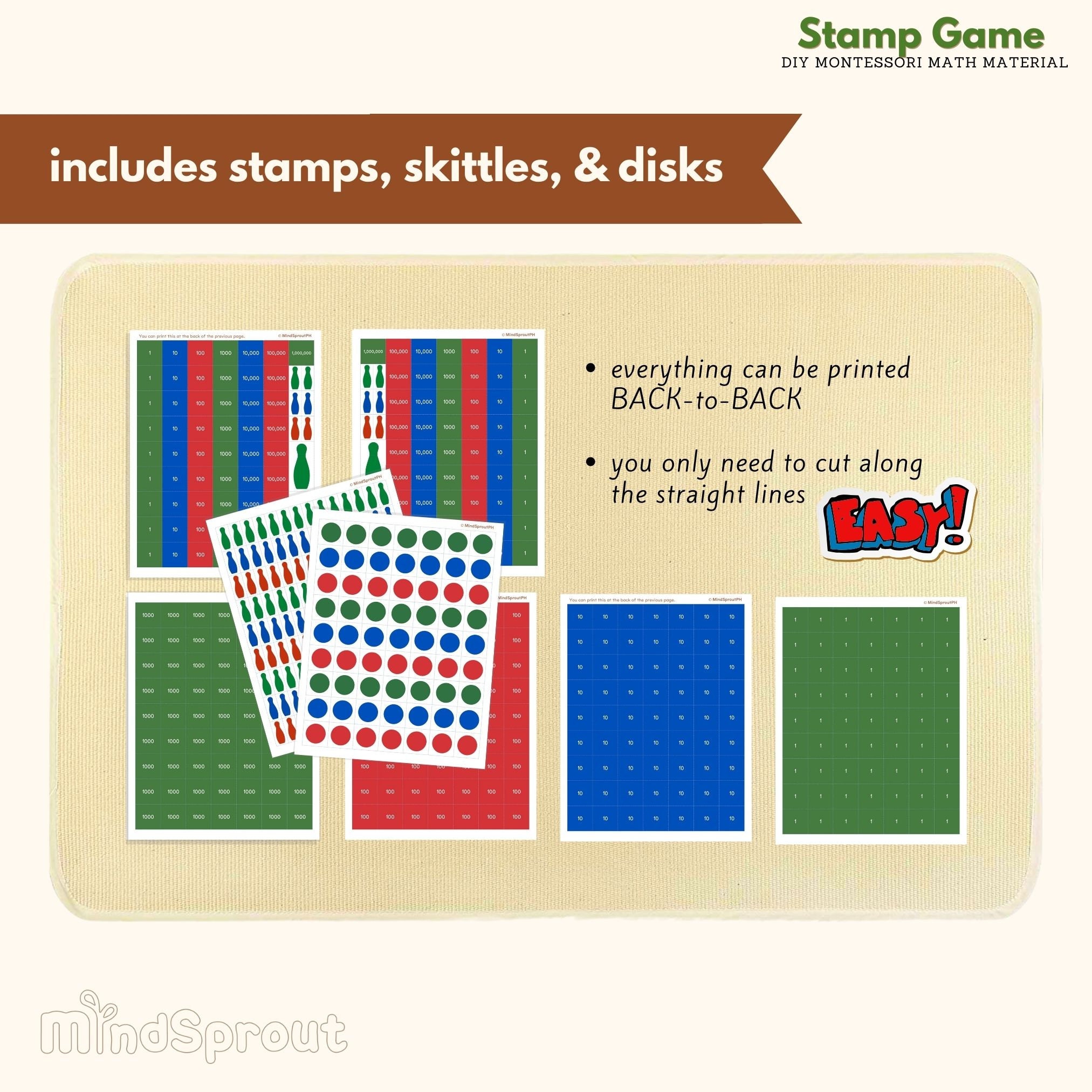 DIY Stamp Game Material Montessori DIY Math Material Extension Activity ...