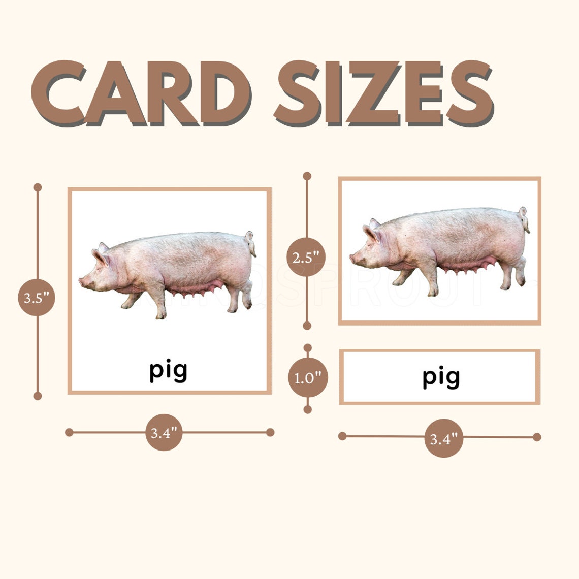 FARM ANIMALS 3 Part Card Montessori Nomenclature Card Shadow Matching ...