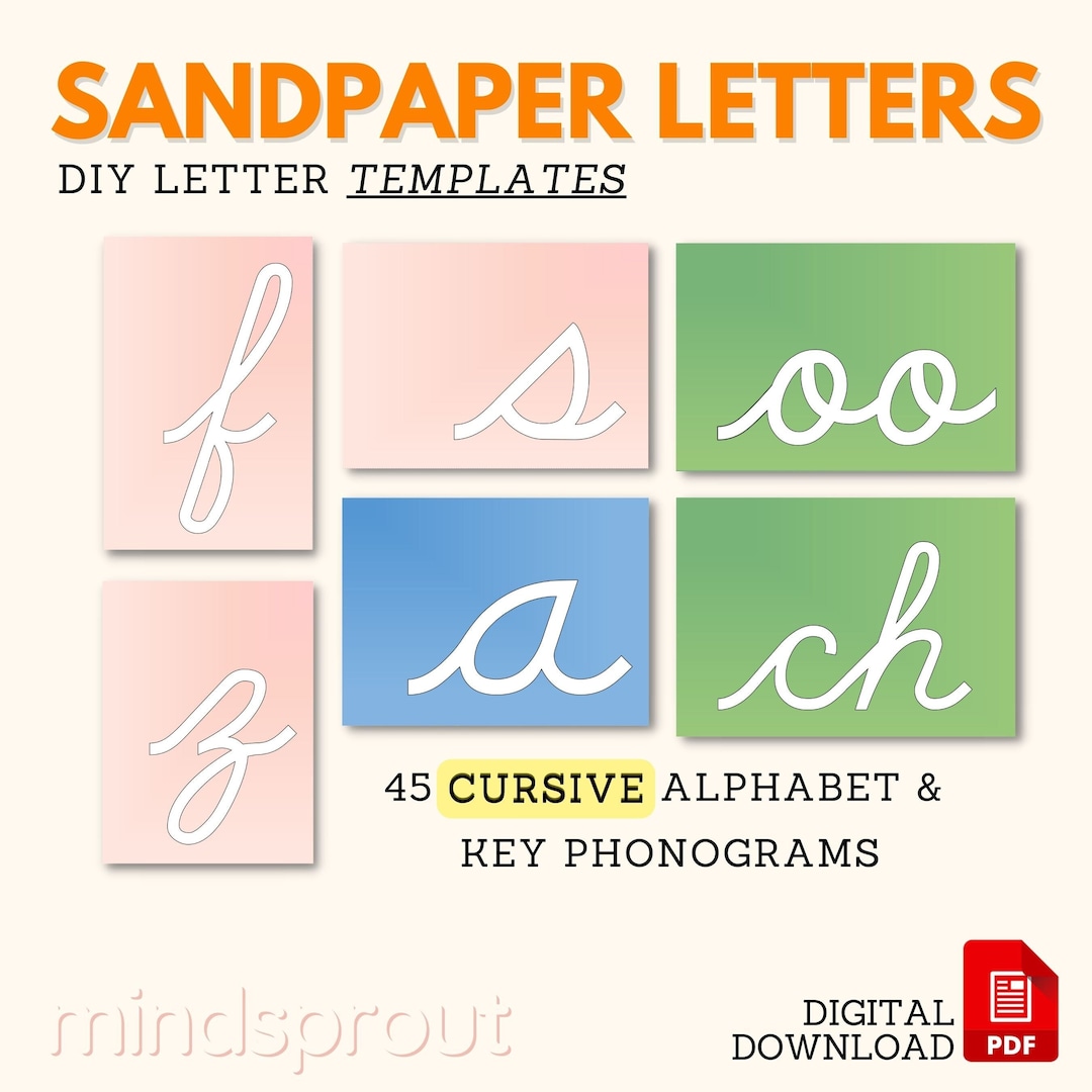 Montessori Sandpaper Letters Diy Template Cursive Uppercase Lowercase