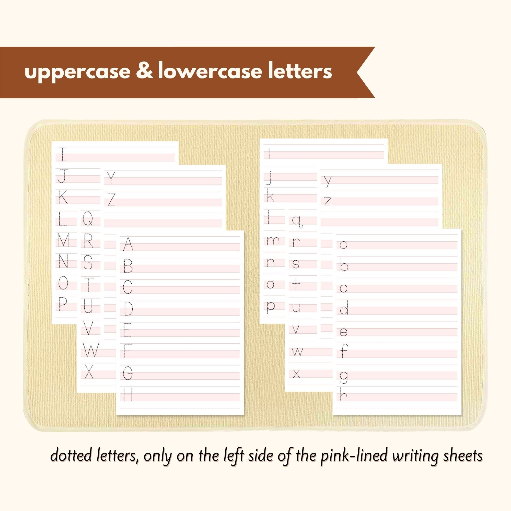Montessori Pink-lined PRINT Letter Writing Sheet Tracing Activity ...