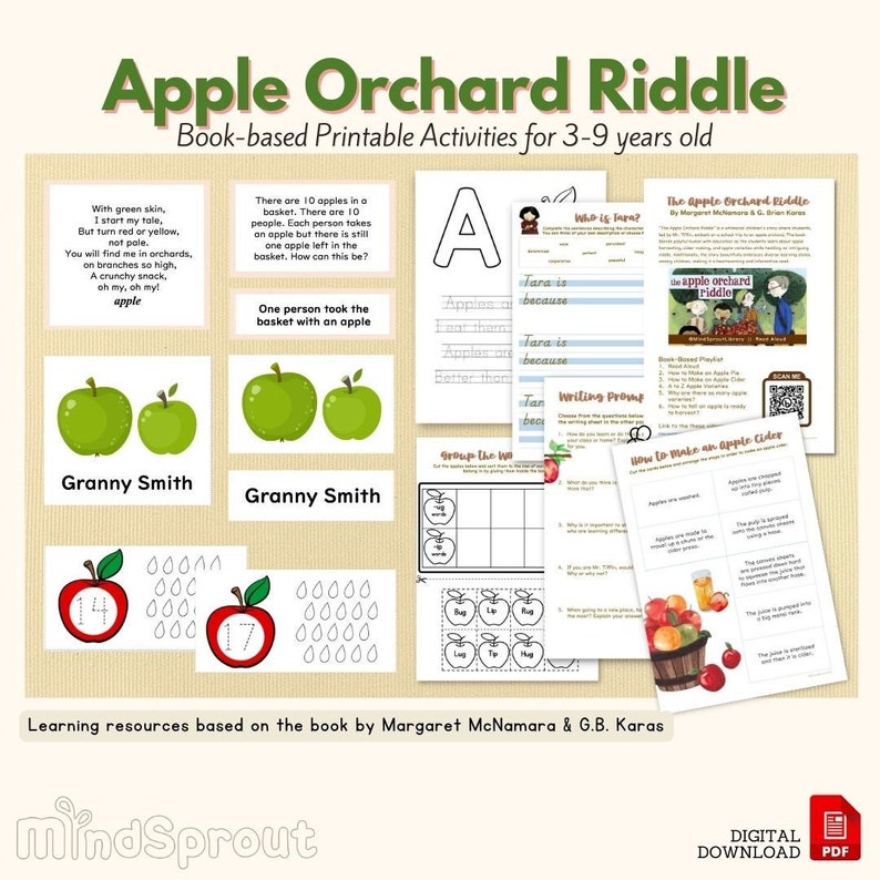 APPLE ORCHARD RIDDLE Book-based Activities Bundle Homesteading Theme ...