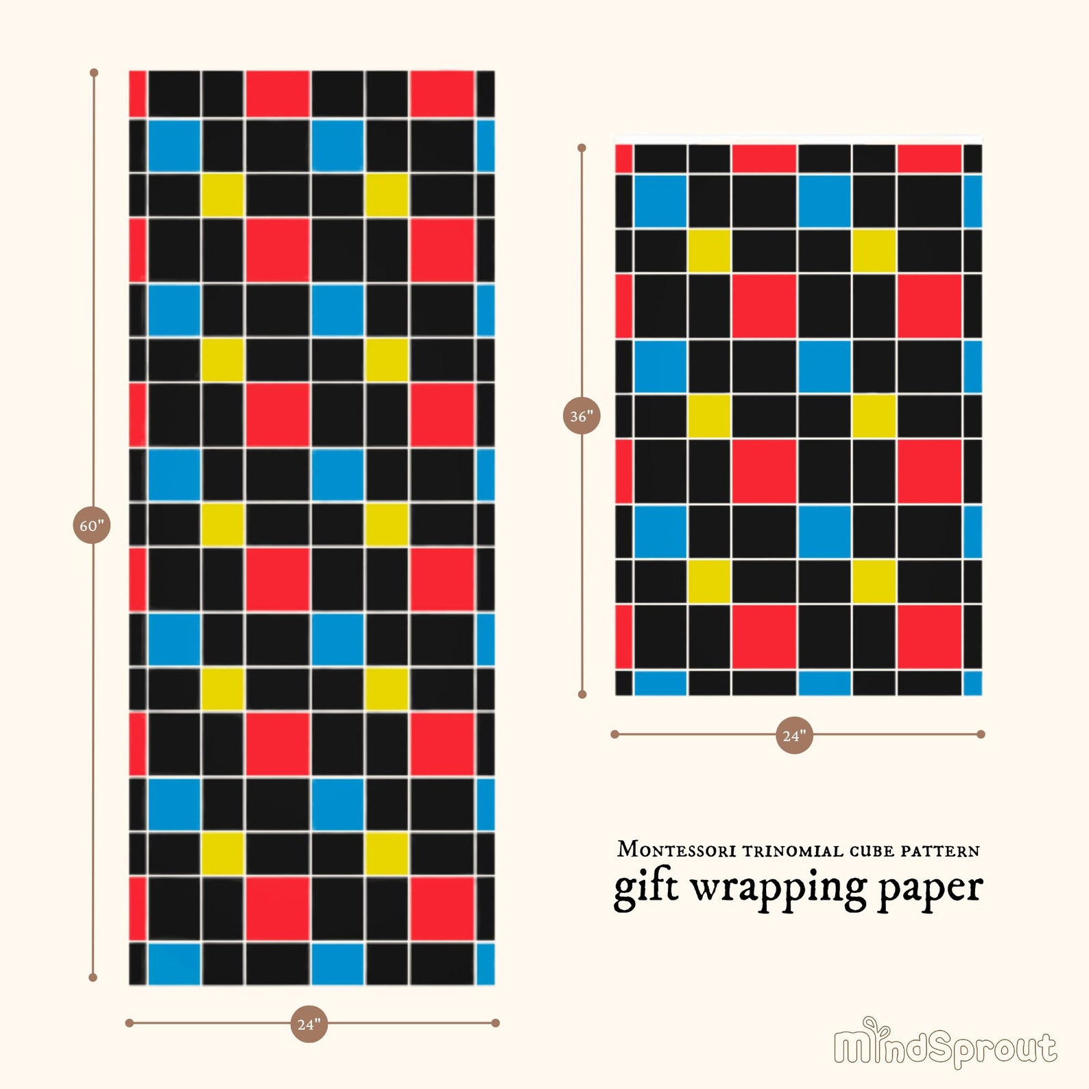 Montessori Gift Wrapping Paper Trinomial Cube Gift Wrap Paper Roll ...