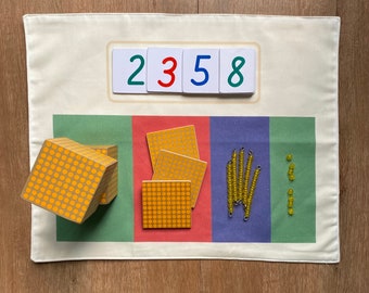 Stamp Game Work Mat Montessori Math Material Montessori Mat Cotton ...