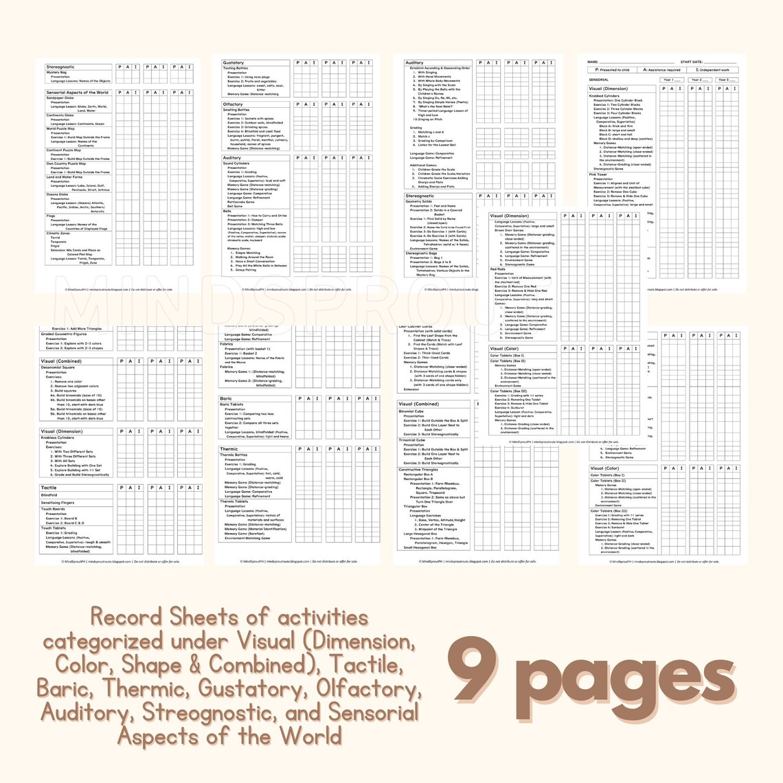 Primary Montessori Activities Monitoring Record Sheets Scope - Etsy