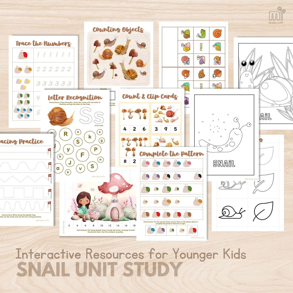 Snail Unit Study Preschool Activities Bundle Counting Clip Cards ...