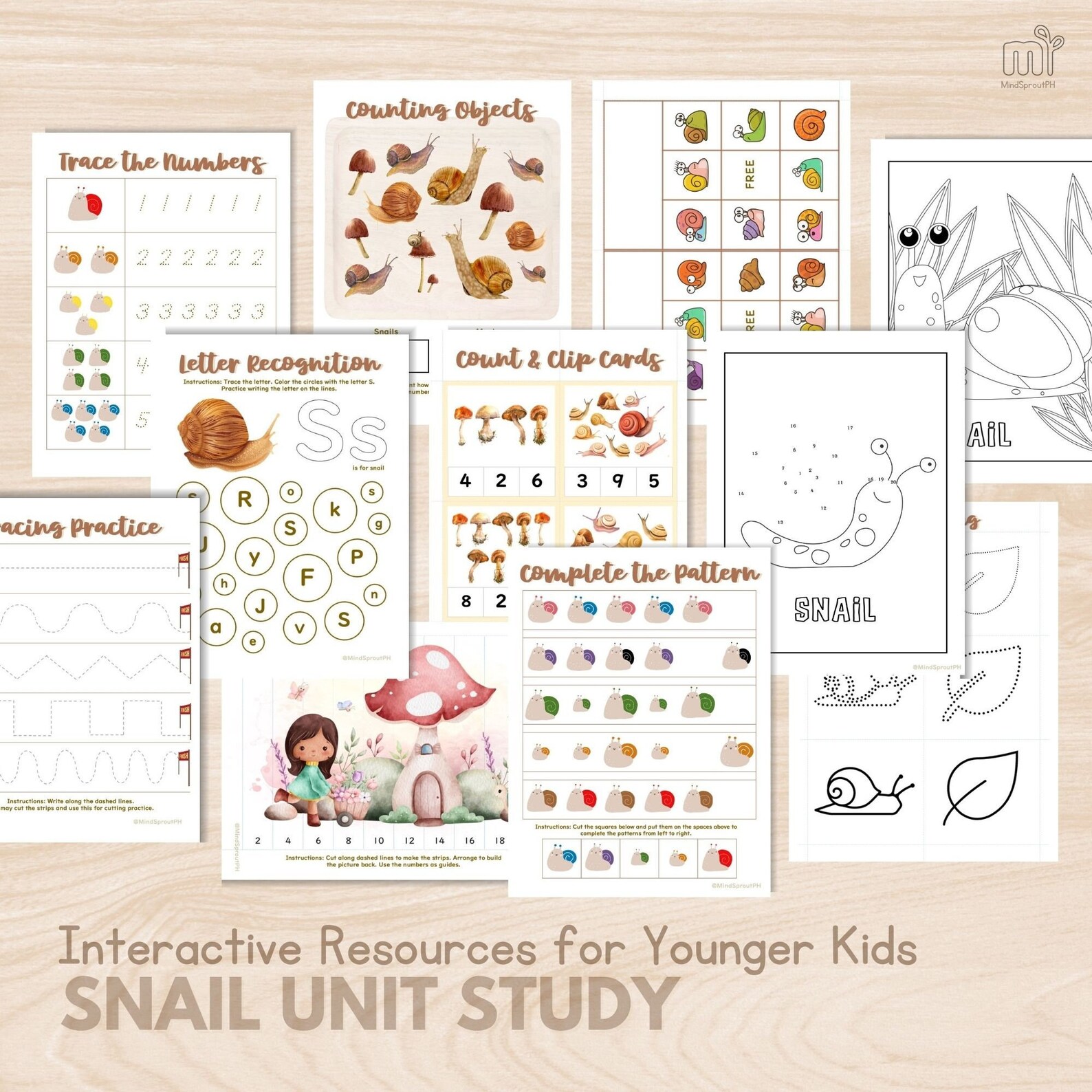 Snail Unit Study Preschool Activities Bundle Counting Clip Cards ...