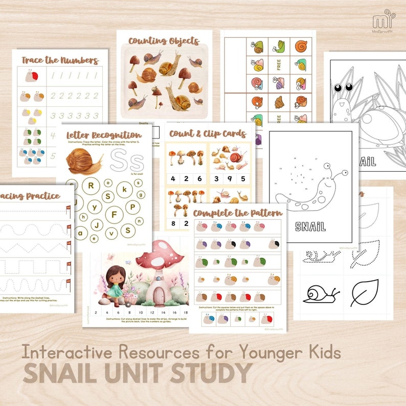 Snail Unit Study Preschool Activities Bundle Counting Clip Cards ...