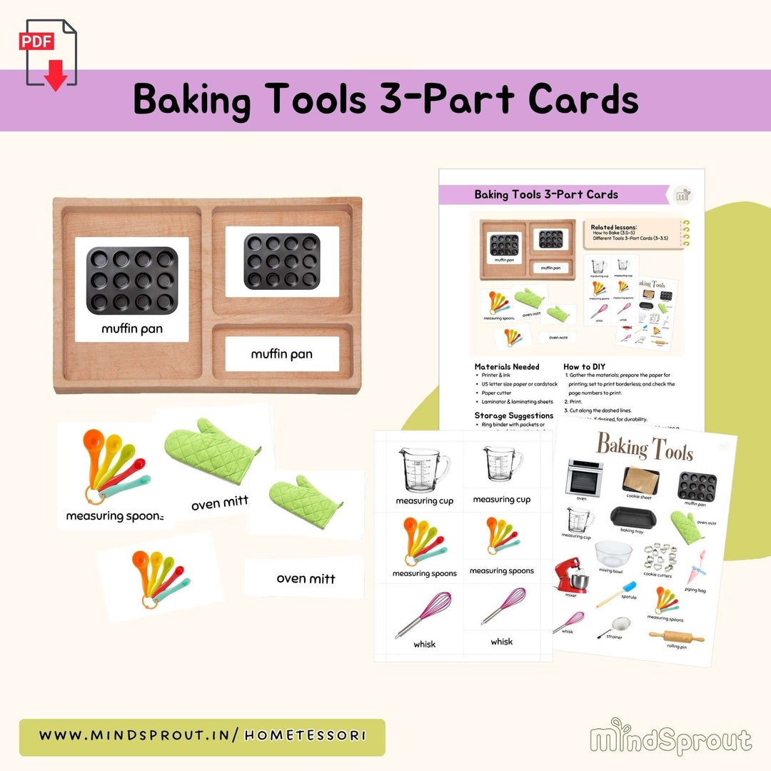 Baking Tools 3-part Card Montessori Practical Life Skill Extension ...
