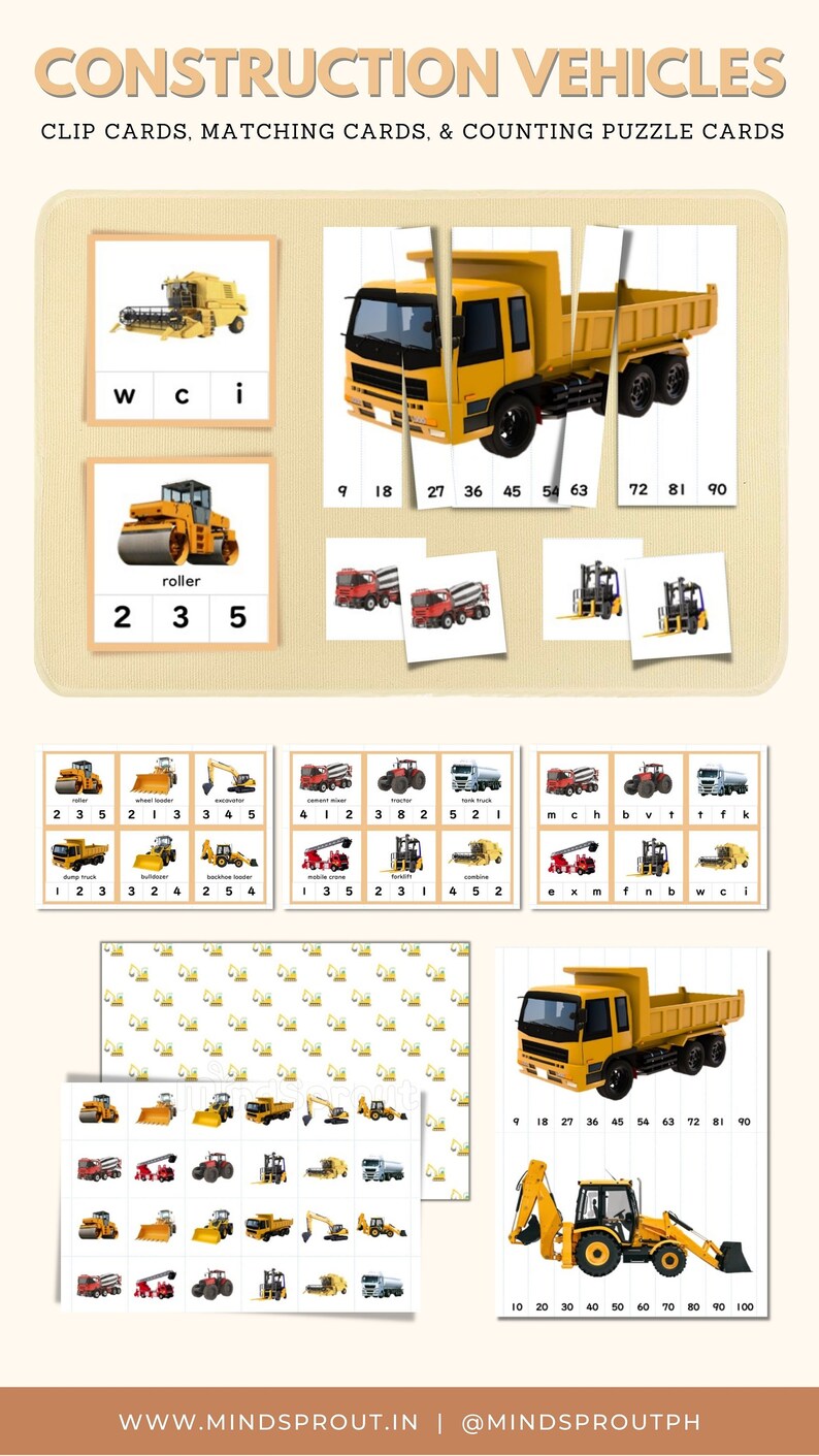 Preschool Language Activity Vocabulary Building CONSTRUCTION VEHICLE ...