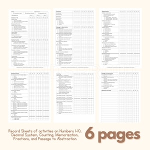 Primary Montessori Activities Monitoring Record Sheets Scope and ...