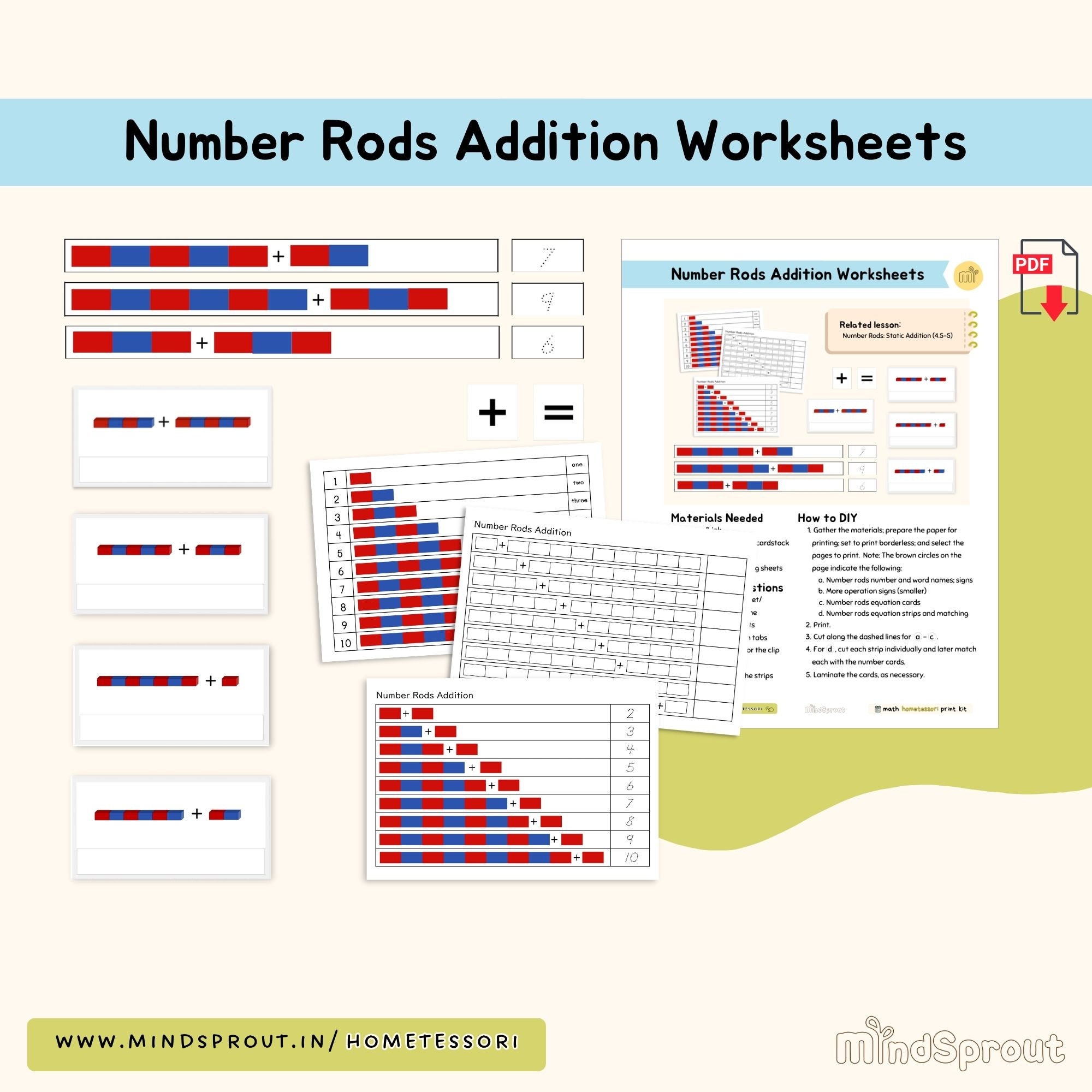 ADDITION With Bead Bars & Number Rods Montessori Math Material ...