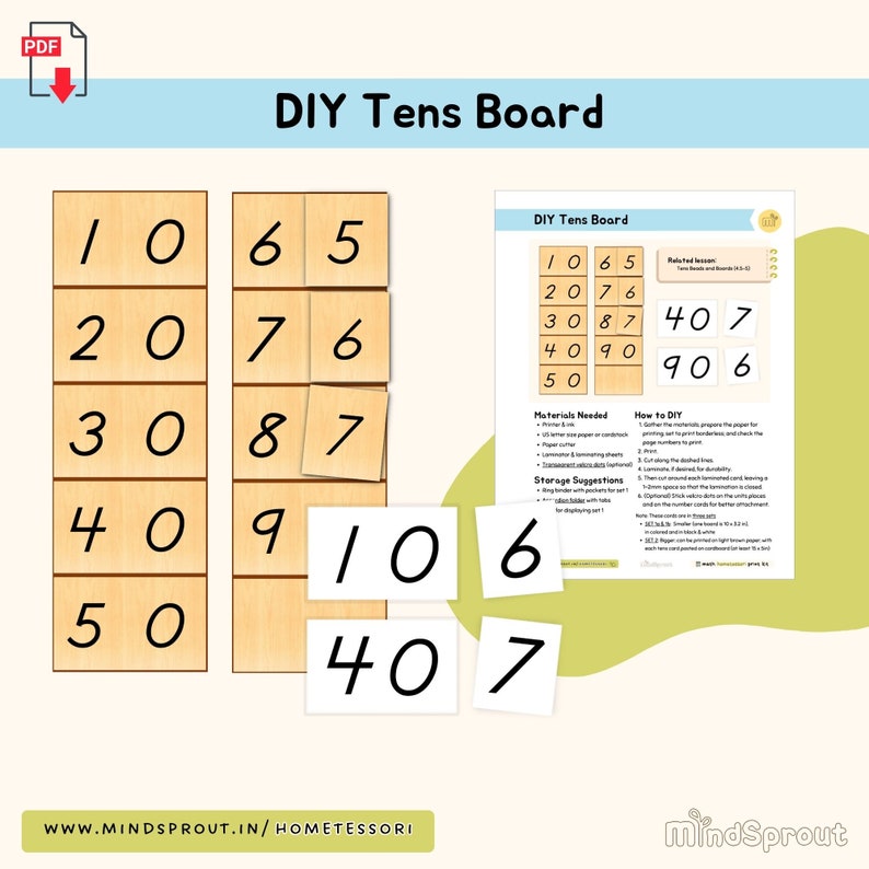 Ten Boards Ten Beads Colored Square Colored Cube Montessori Math ...