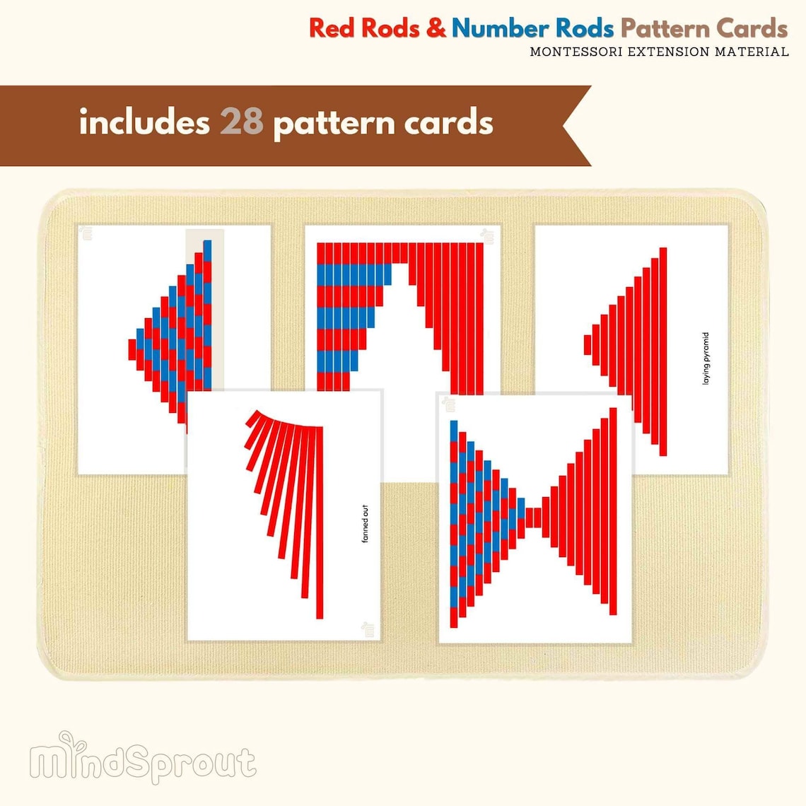 Red Rods and Number Rods Pattern Cards Montessori Sensorial Material ...