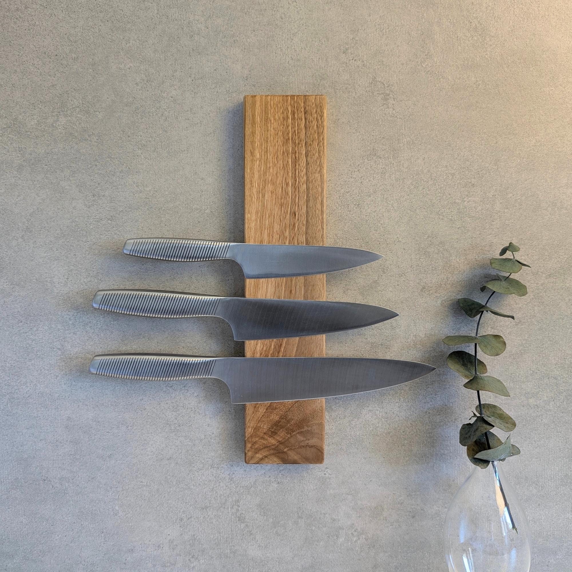 Vertical Walnut Magnetic Knife Holder: Wall Mounted Kitchen Rack - Etsy