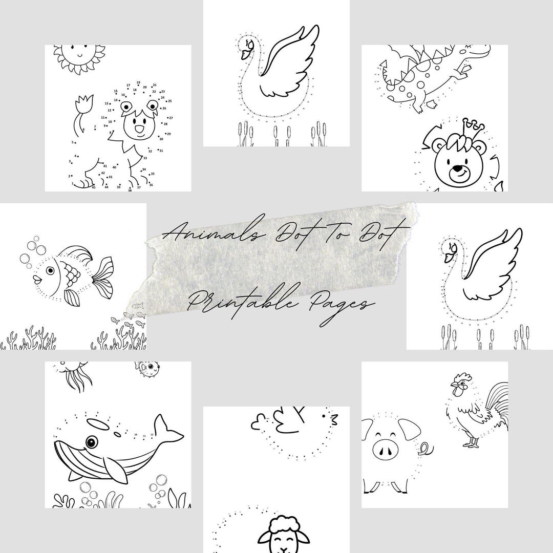 15 Cute Animals Dot to Dot Printable Pages, Dot-to-dot Coloring Pages ...