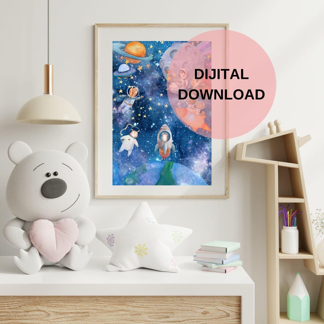 Space Decor Kids Room, Kids Book Illustration Templates, Space Kids ...