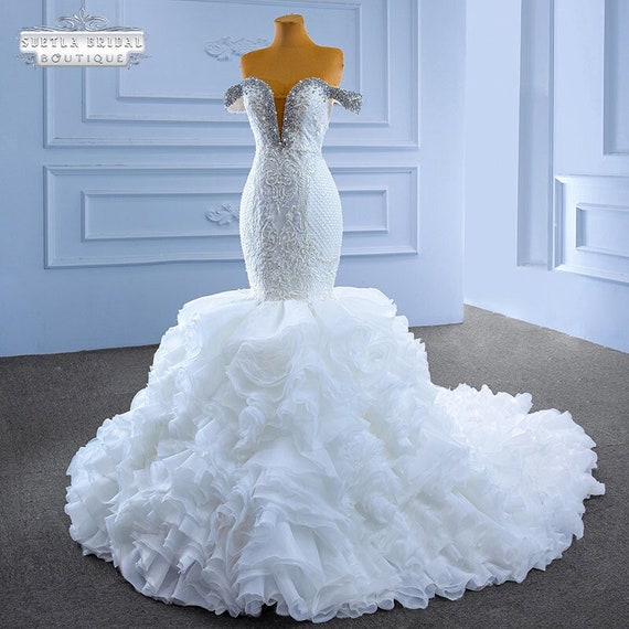 Mermaid Wedding Dresses With Ruffles And Bling