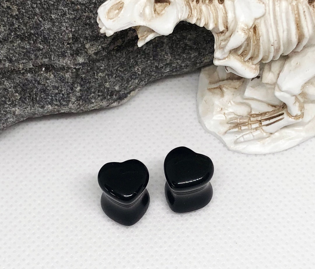 Stone Heart Ear Gauges: Tragus Piercing Plugs - Pair - Etsy
