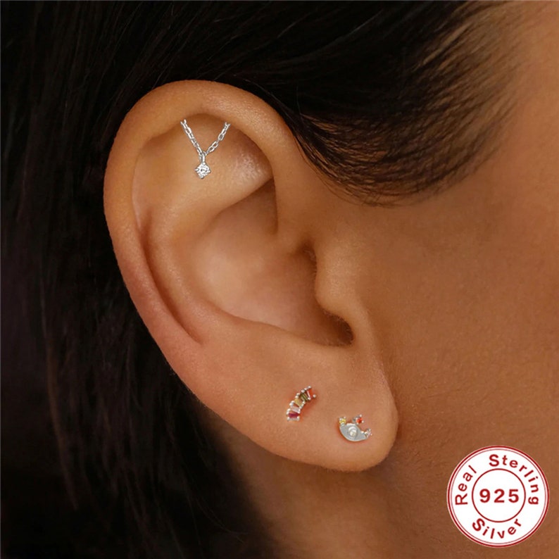 16G Hidden Helix Piercing Helix Earring With Chain Cartilage - Etsy