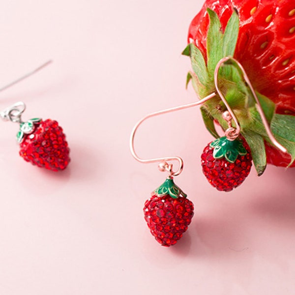 Strawberry Earrings - Etsy