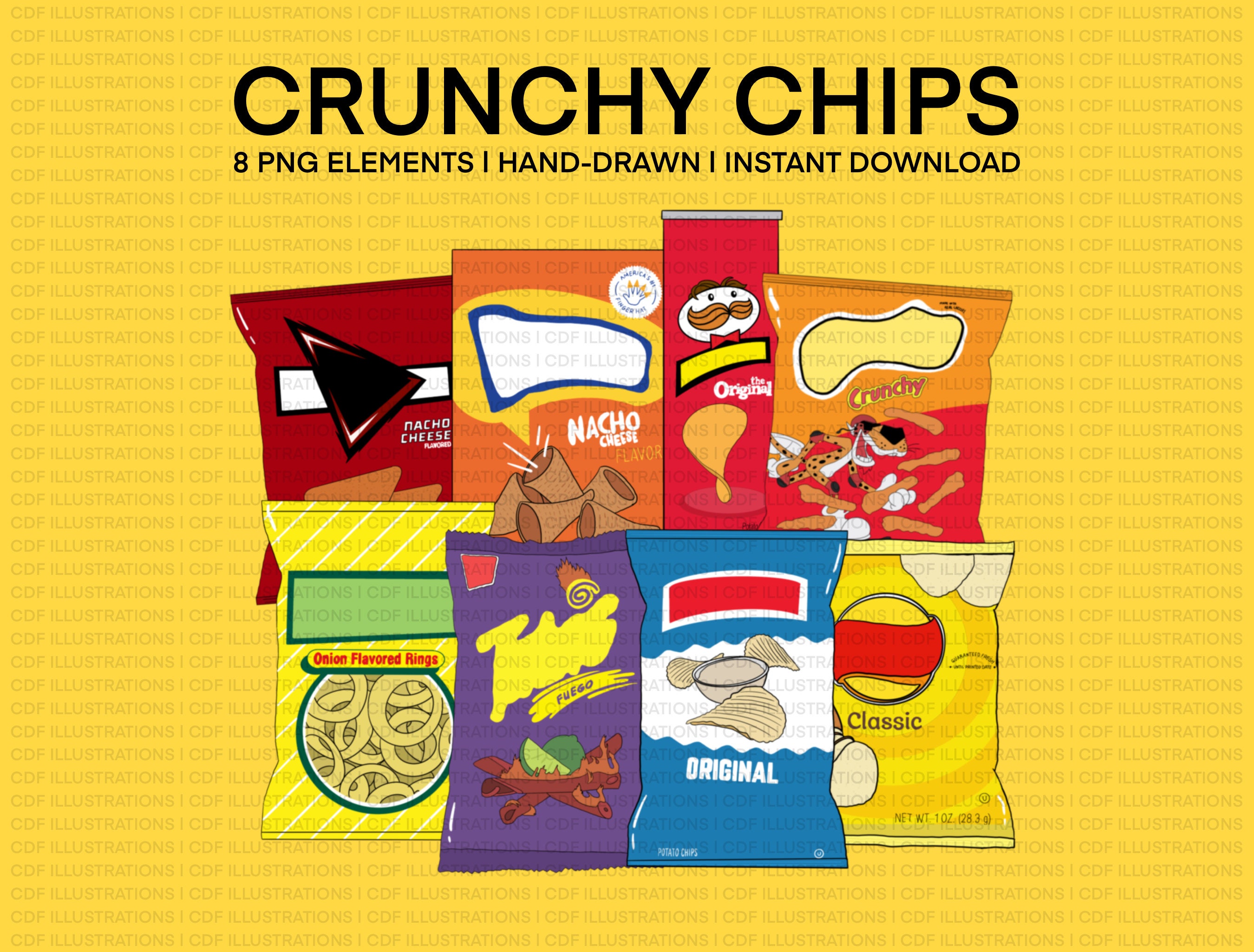 Chips Clip Art, Crisps Clip Art, Junk Food Clip Art, Food Sticker ...