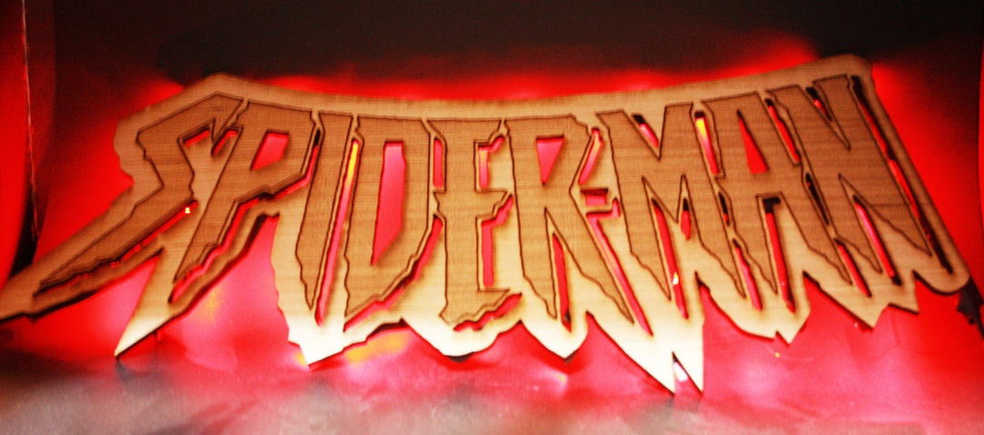 Spider Person Wall Sign LED Color Changing Man Men LOGO Cartoon, Comes ...