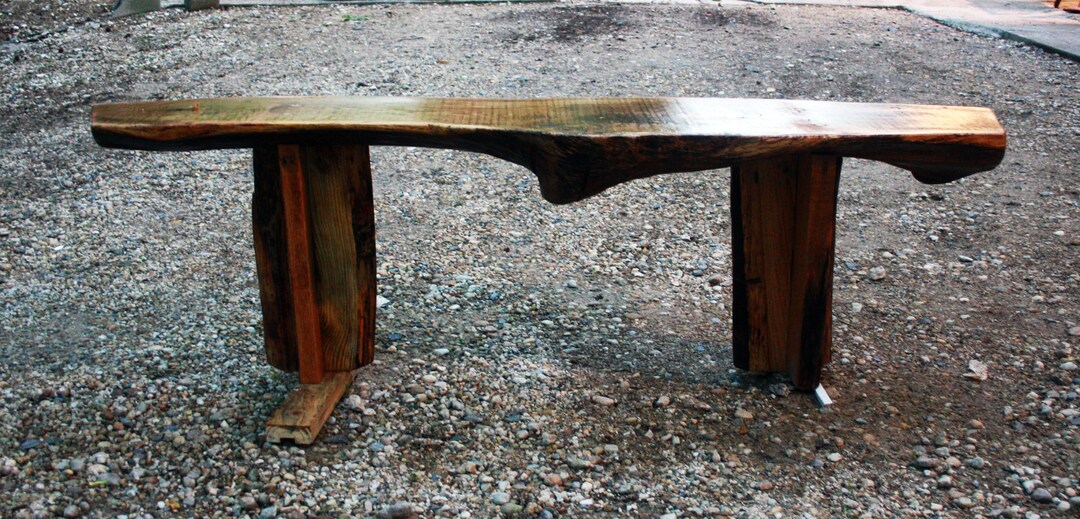 Raw Edge Slab Bench Hand Made Wood Spar Varnish Protected Sealed Large ...