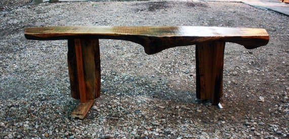 Finished Wood Slab Bench