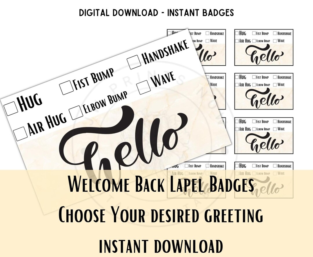 JW Welcome Back Lapel Badge - Desired Greeting Badge - Hugs, Air Hug ...