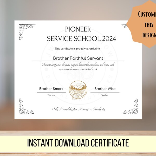 Jw Pioneer Diploma - Etsy