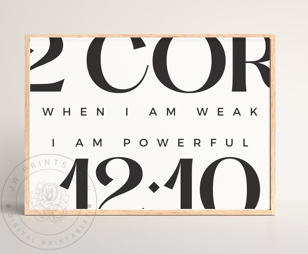 2 Cor 12:10 Art Print - PRINTABLE - INSTANT DOWNLOAD Digital Art - Jw ...