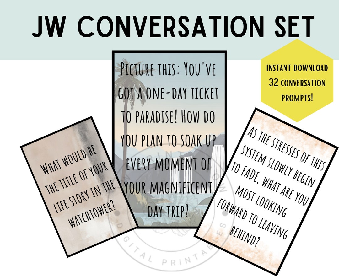 JW Conversstion Set - 32 Printable Cards - JW Instant Download - JW ...