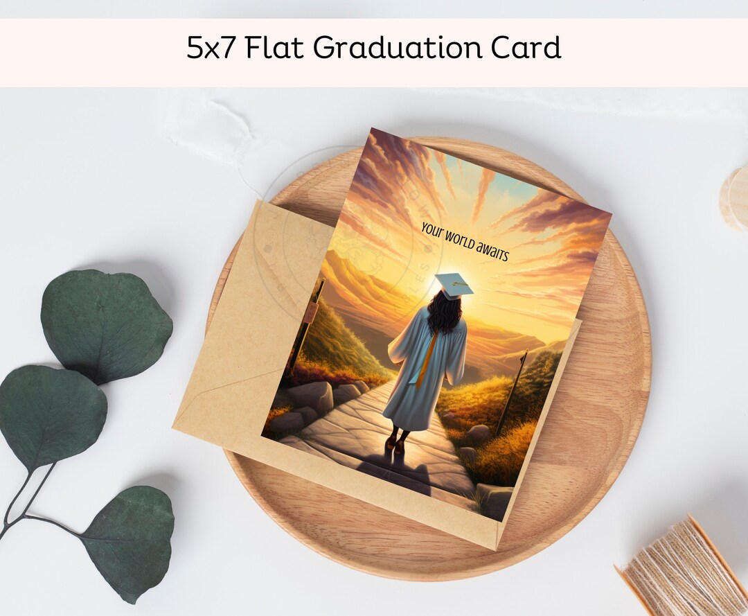 Female Graduate Card: Congrats Grad, Sunset Design (printable PDF) - Etsy