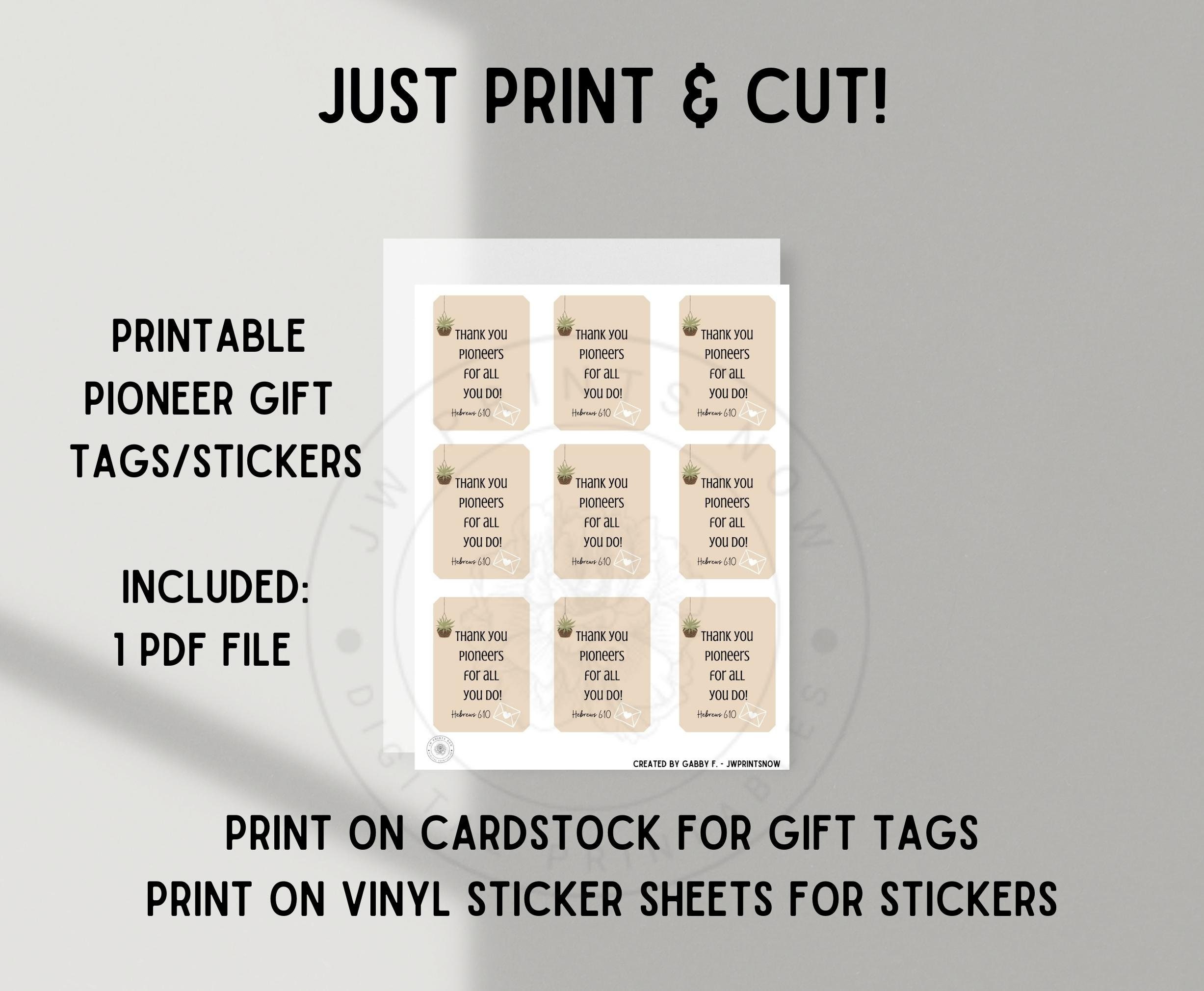 Printable JW Pioneer Gift Tags JW Pioneer Stickers Instant - Etsy