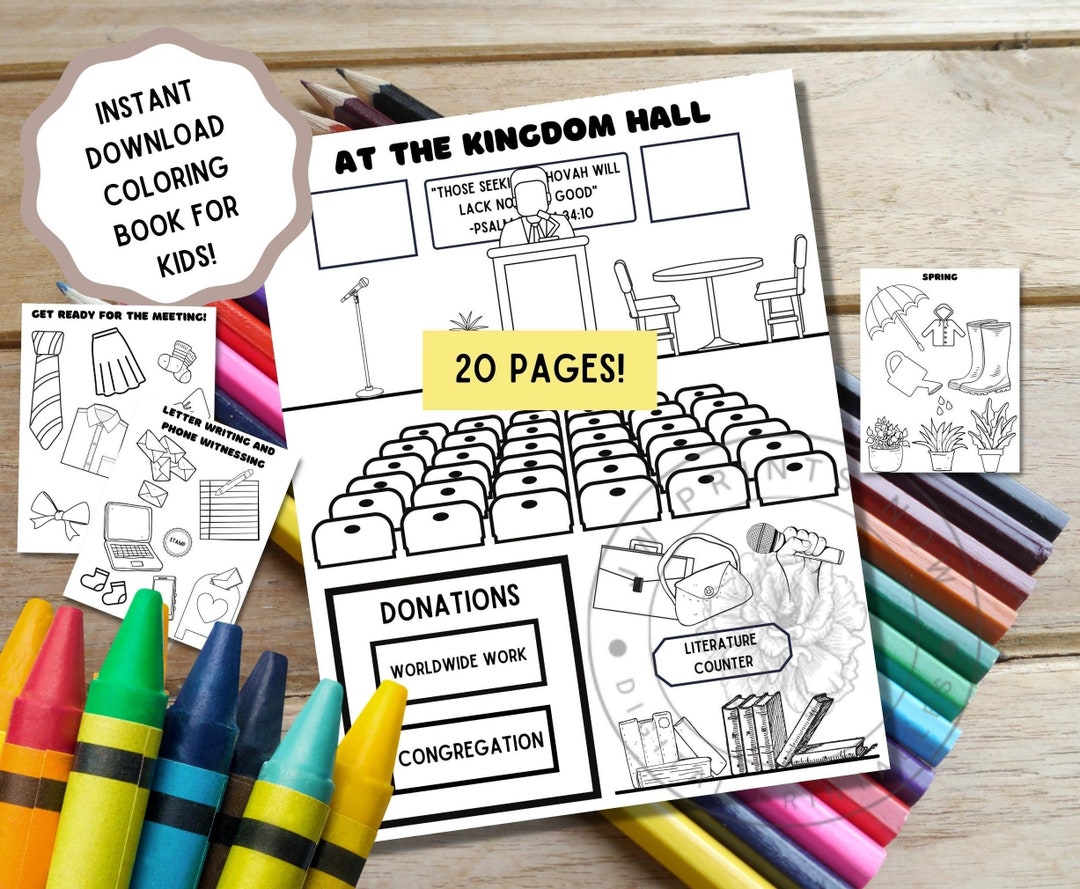 JW Coloring Pages for Kids - Instant Download JW Kids Meeting Workbook ...