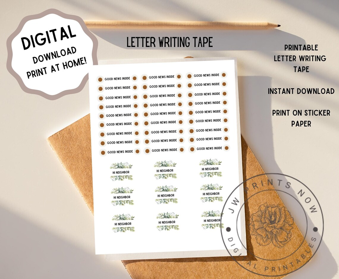Printable JW Letter Writing Stickers Instant Download | Etsy