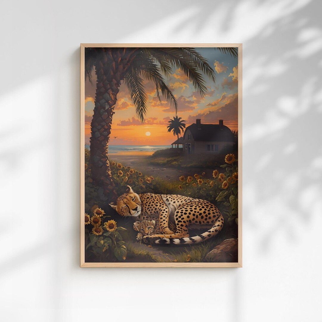 Cheetah and Cub Sleeping in Paradise Sunset: Encouraging JW Art Print ...