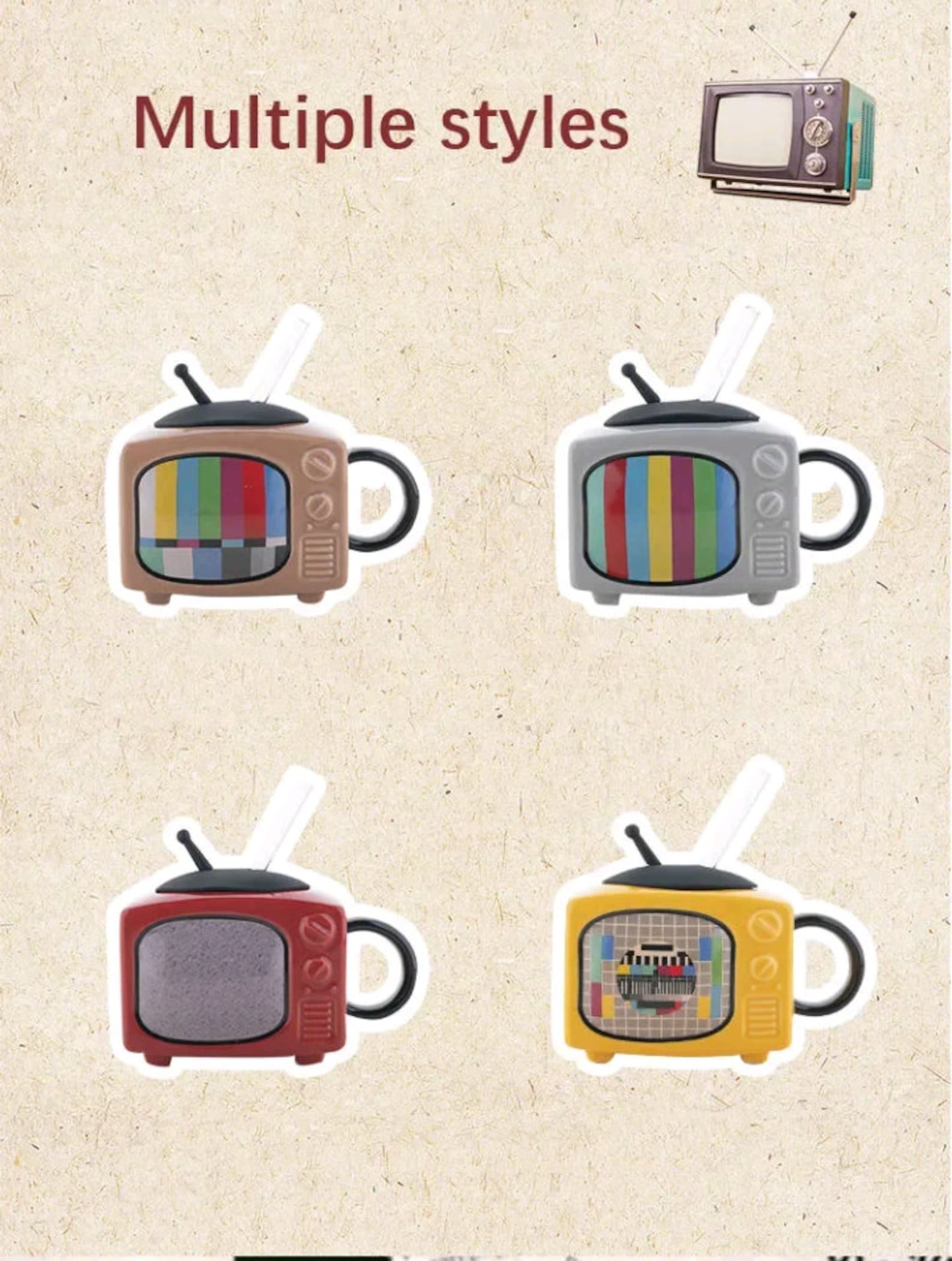 Creative 3D Television TV Shape Milk Beer Mugs With Cover Household Cup ...