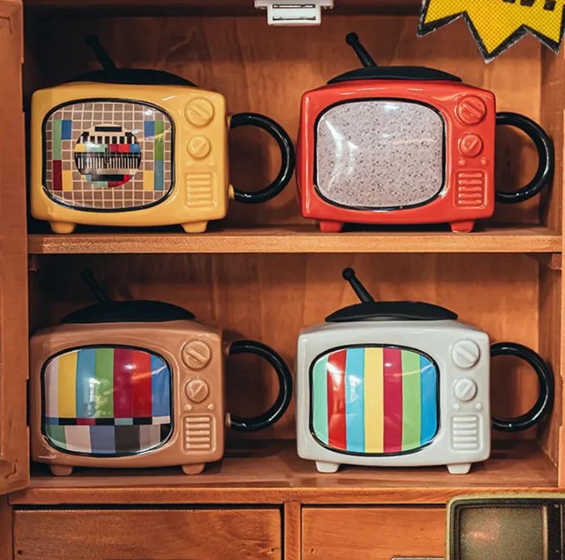 Creative 3D Television TV Shape Milk Beer Mugs With Cover Household Cup ...