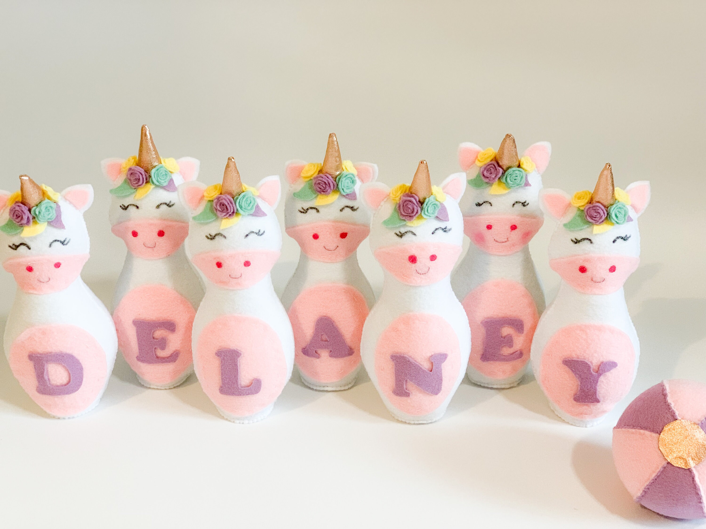 Unicorn Felt Bowling Play Set - Etsy