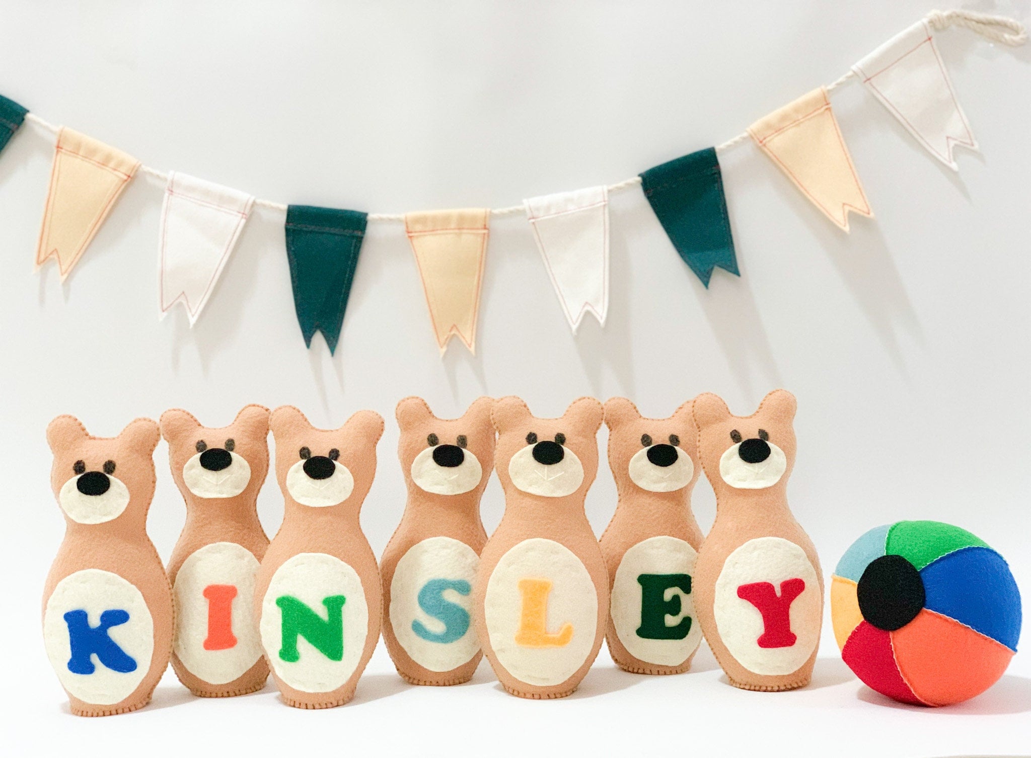 Handmade Felt Bear Bowling Set With Soft Ball and Pins - Etsy