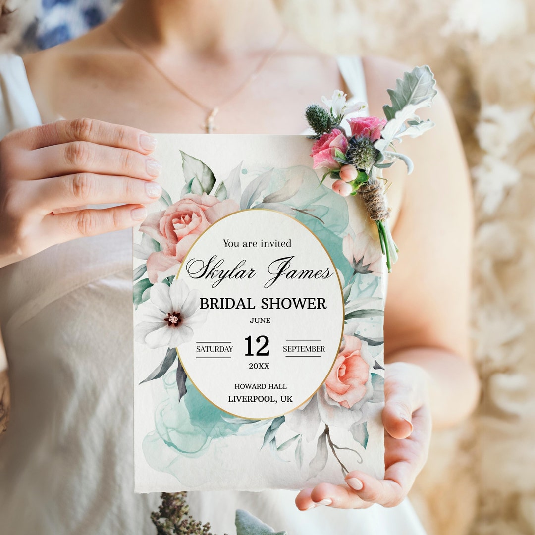 Classic Bridal Shower Template, Flower Bridal Shower Card, Bridal ...