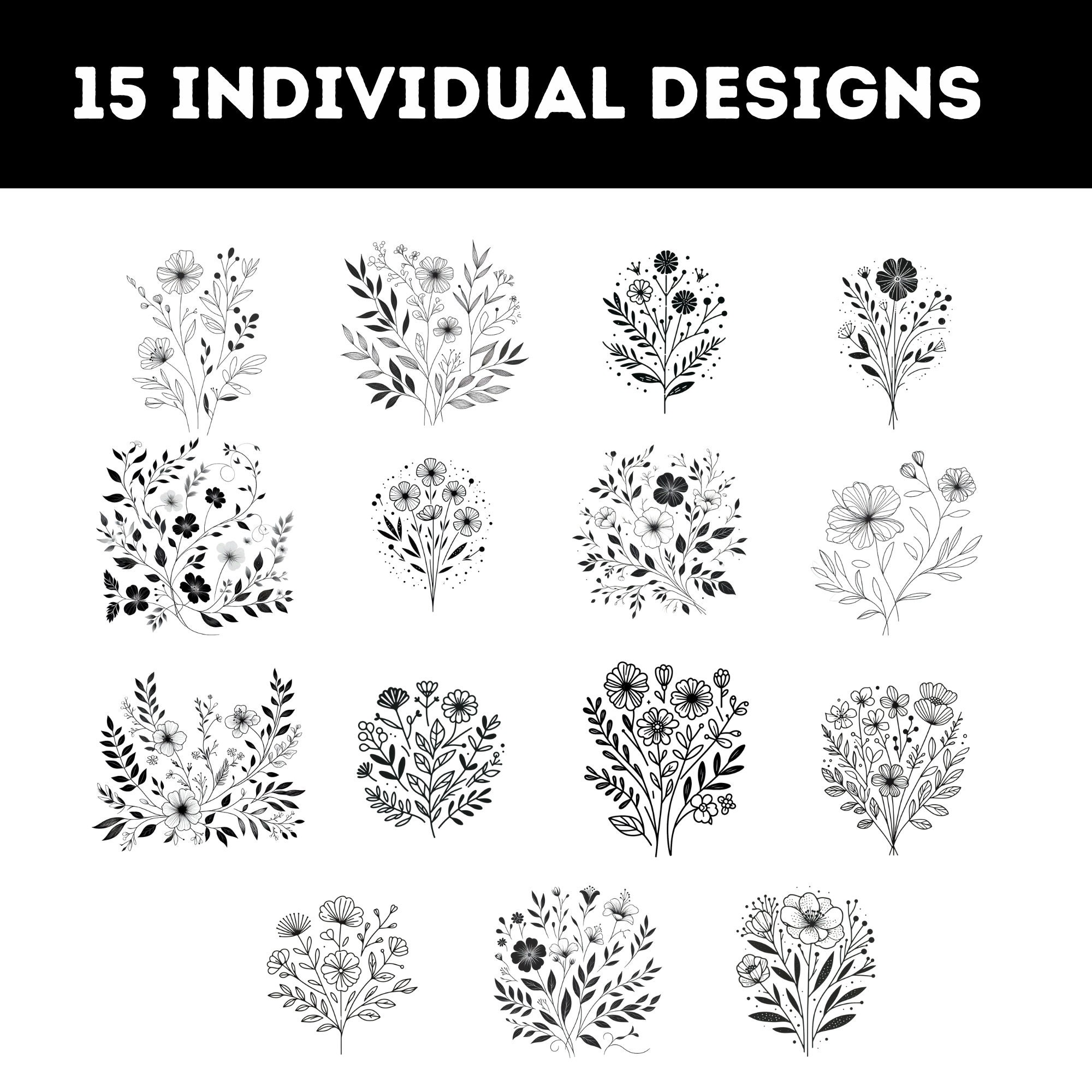 Floral Line Art SVG Bundle, Wedding SVG Bundle, Botanical Line Art SVG ...