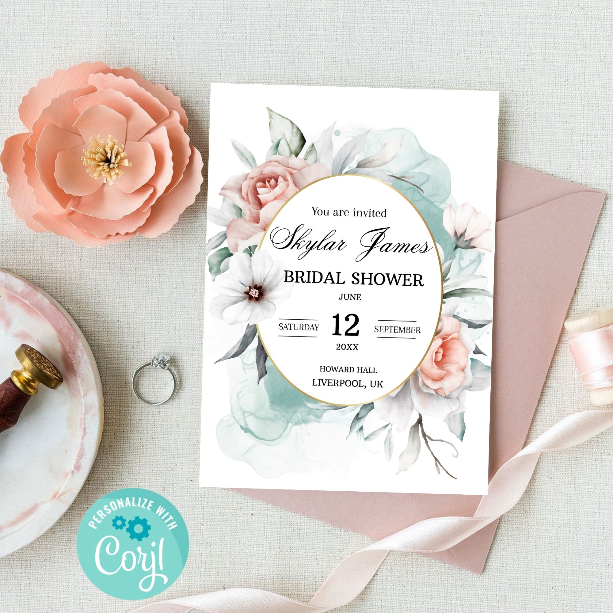 Classic Bridal Shower Template, Flower Bridal Shower Card, Bridal ...