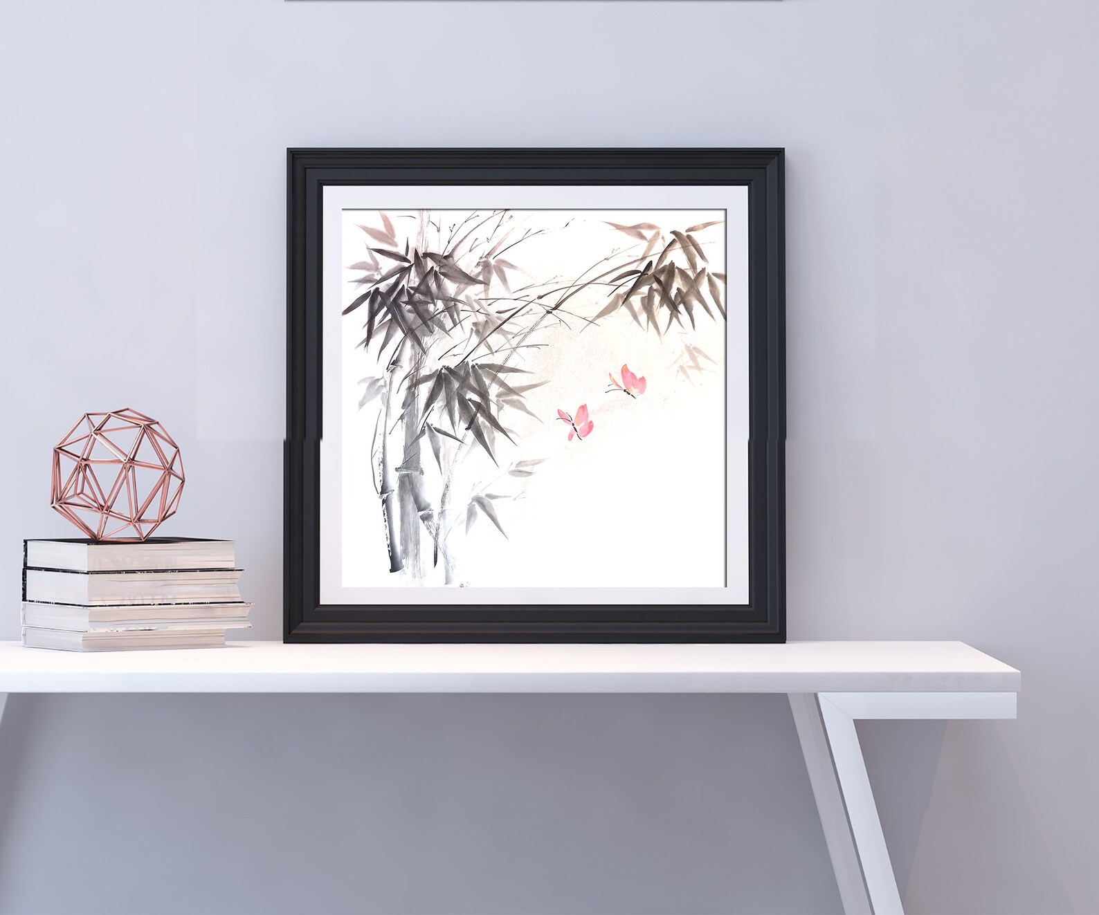Bamboo&butterflies Feng Shui Painting Original Watercolor Artwork Japan ...