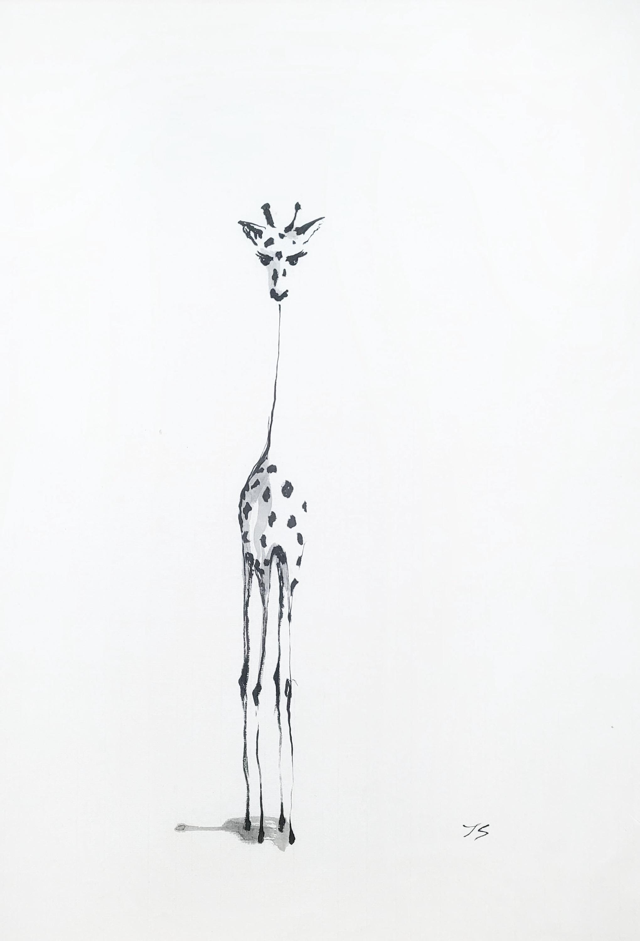 Funny Giraffe Original Japanese Ink Painting Sumie Black&white Artwork ...